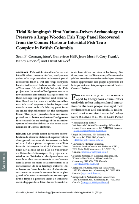 (PDF) Tidal Belongings : First Nations–Driven Archaeology to Preserve a ...