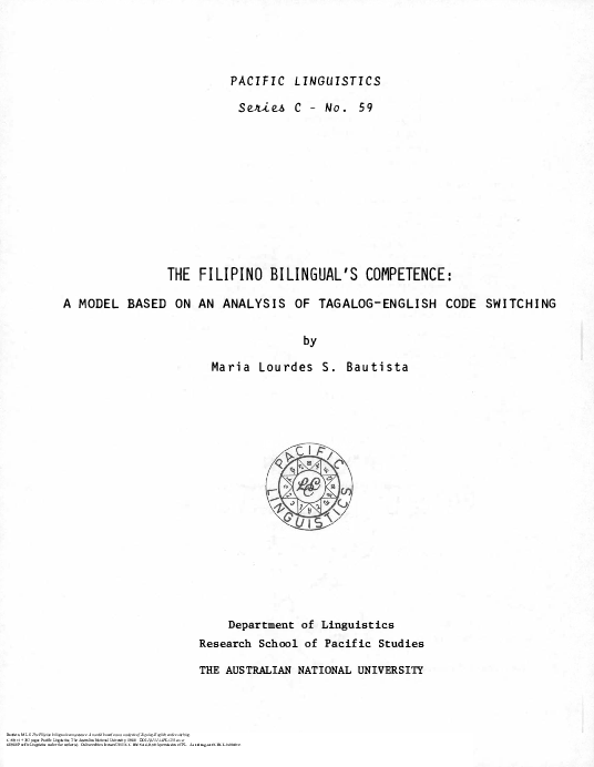 (PDF) The Filipino bilingual's competence : a model based on an analysis of Tagalog-English code ...