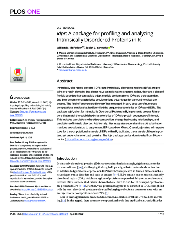 (PDF) idpr: A package for profiling and analyzing Intrinsically ...