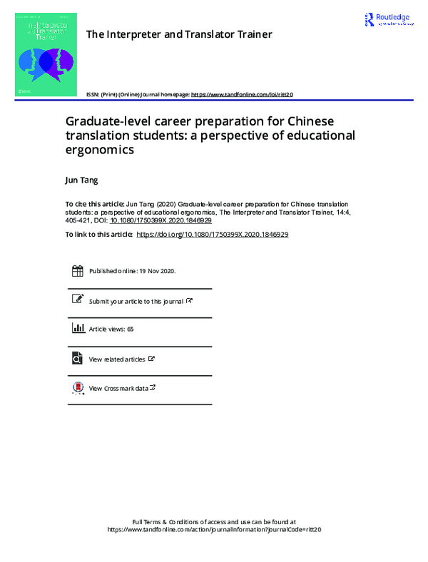 (PDF) Graduate-level career preparation for Chinese translation ...