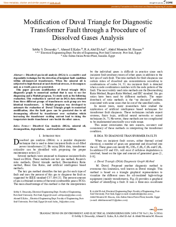 (PDF) Modification of Duval Triangle for Diagnostic Transformer Fault through a Procedure of ...