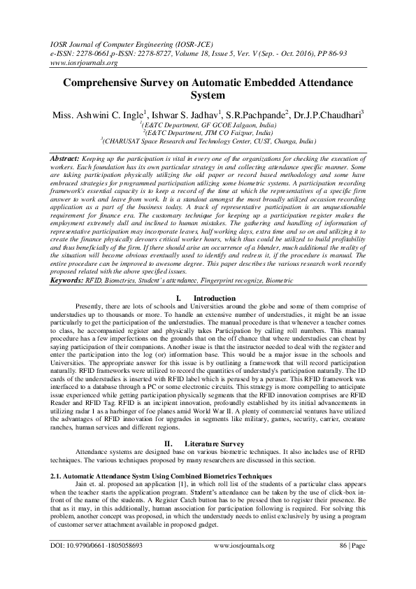 (PDF) Comprehensive Survey on Automatic Embedded Attendance System