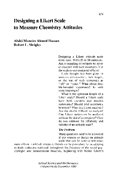 (PDF) Designing a Likert Scale to Measure Chemistry Attitudes