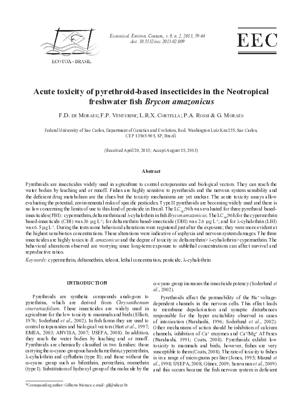 (PDF) Acute toxicity of pyrethroid-based insecticides in the Neotropical freshwater fish Brycon ...