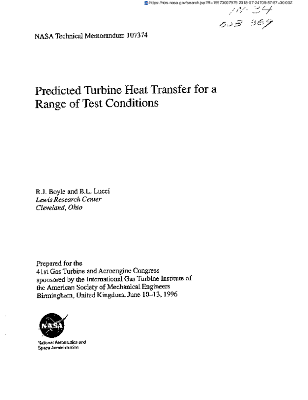 (PDF) Predicted Turbine Heat Transfer for a Range of Test Conditions