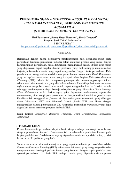 (PDF) Pengembangan Enterprise Resource Planning (Plant Maintenance ...