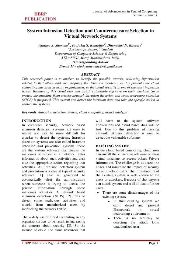 Pdf System Intrusion Detection And Countermeasure Selection In