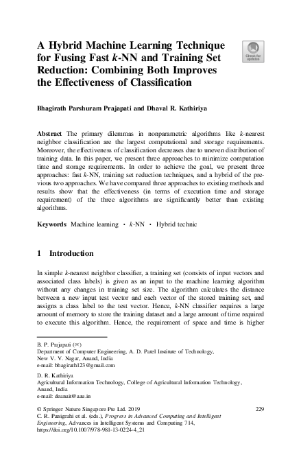 (PDF) A Hybrid Machine Learning Technique for Fusing Fast k-NN and Training Set Reduction ...