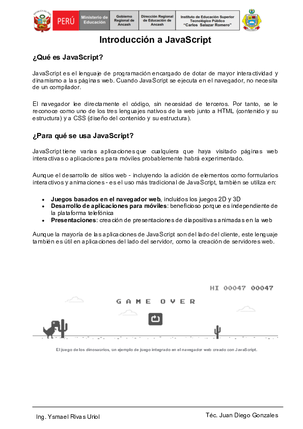 (PDF) CLASE 01 Introduccion a Java Script (PDF) CLASE 01 Introduccion a Java Script