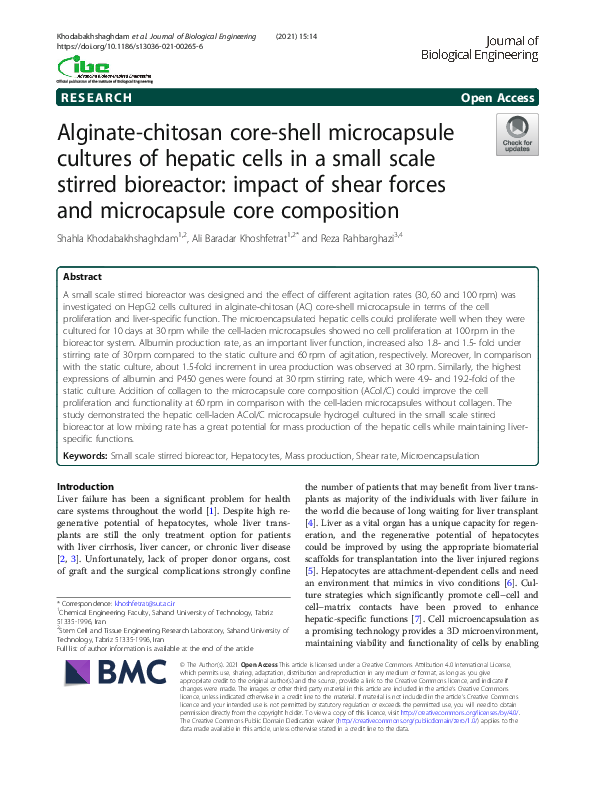 (PDF) Alginate-chitosan core-shell microcapsule cultures of hepatic ...