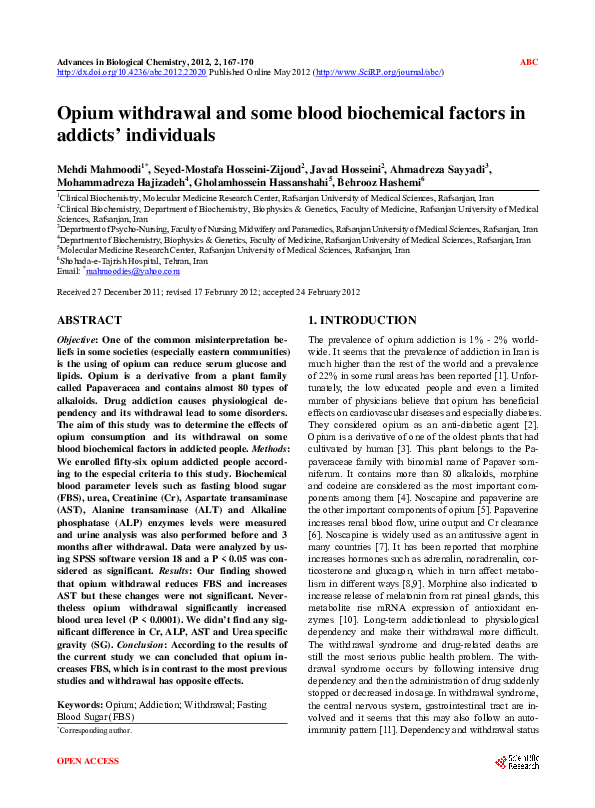 (PDF) Opium withdrawal and some blood biochemical factors in addicts ...