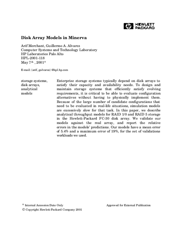 (PDF) Disk array models in Minerva