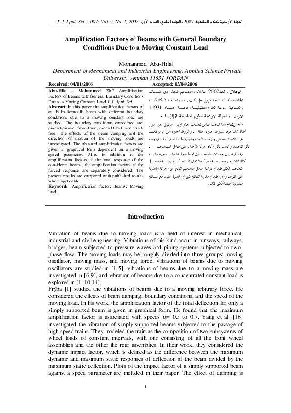 (PDF) Amplification Factors of Beams with General Boundary Conditions ...