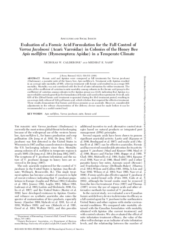 (PDF) Evaluation of a Formic Acid Formulation for the Fall Control of ...