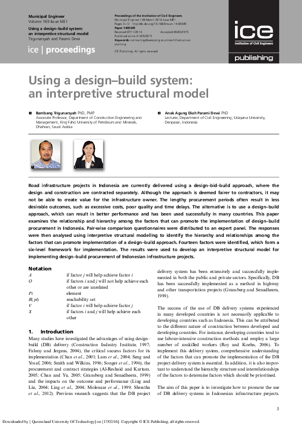 (PDF) Using a design–build system: an interpretive structural model