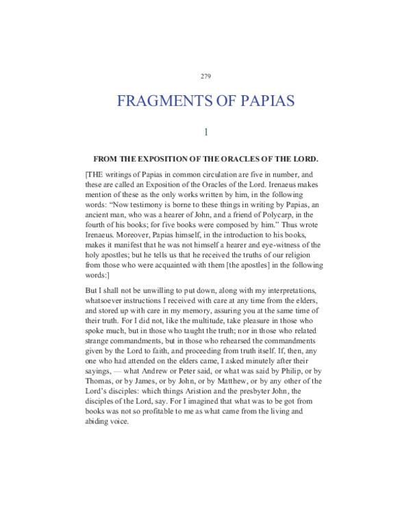 (PDF) The Fragments of Papias