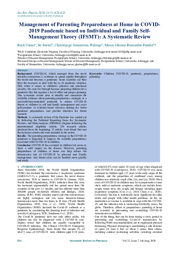 (PDF) Management of parenting preparedness at home in COVID-2019 ...