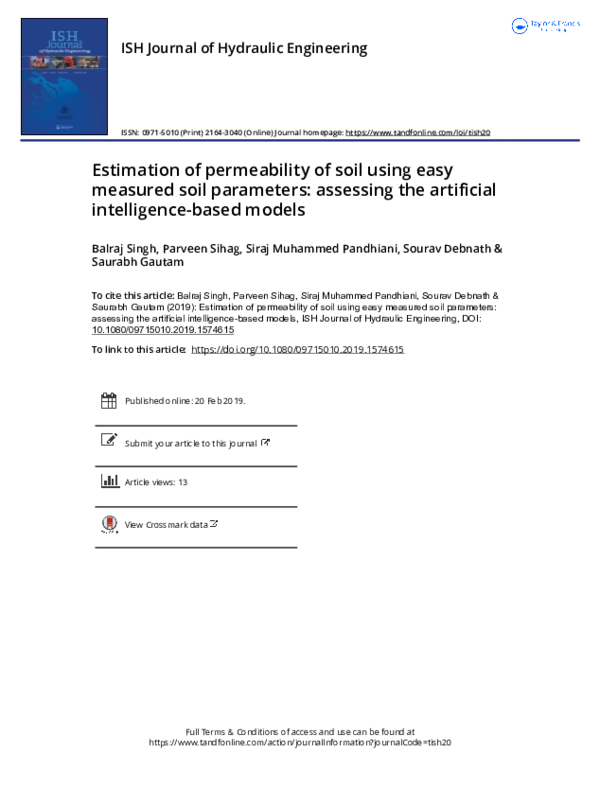 (PDF) Estimation of permeability of soil using easy measured soil parameters: assessing the ...