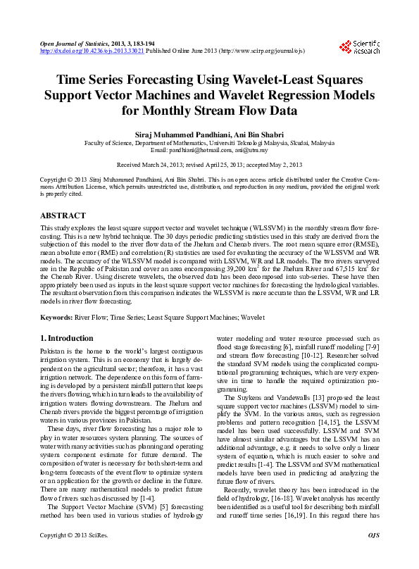 Pdf Time Series Forecasting Using Wavelet Least Squares Support Vector Machines And Wavelet
