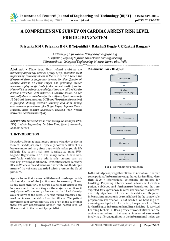 (PDF) A COMPREHENSIVE SURVEY ON CARDIAC ARREST RISK LEVEL PREDICTION SYSTEM