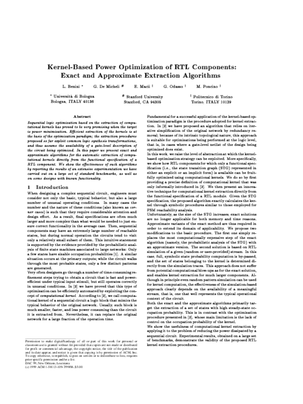 Pdf Kernel Based Power Optimization Of Rtl Components
