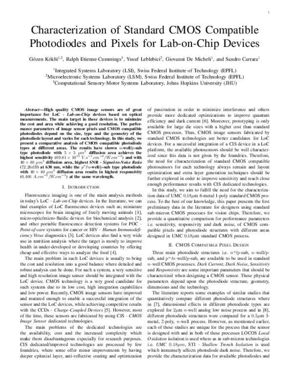 (PDF) Characterization of standard CMOS compatible photodiodes and ...