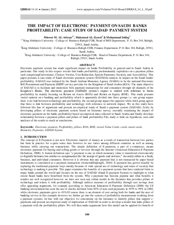 (PDF) The Impact of Electronic Payment on Saudi Banks Profitability ...