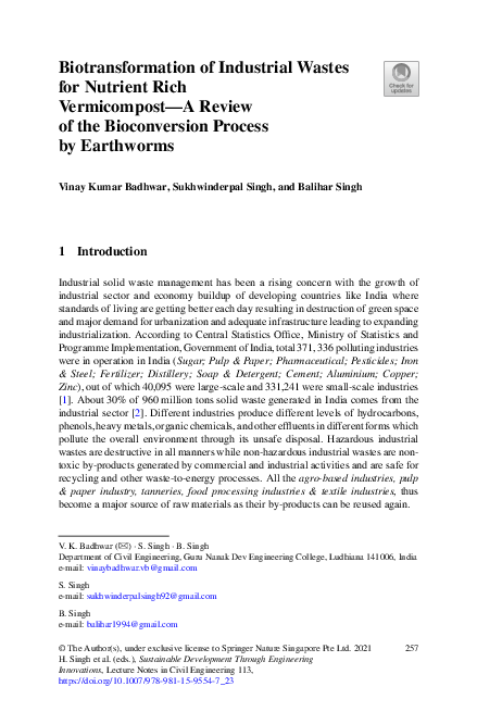 (PDF) Biotransformation of Industrial Wastes for Nutrient Rich ...