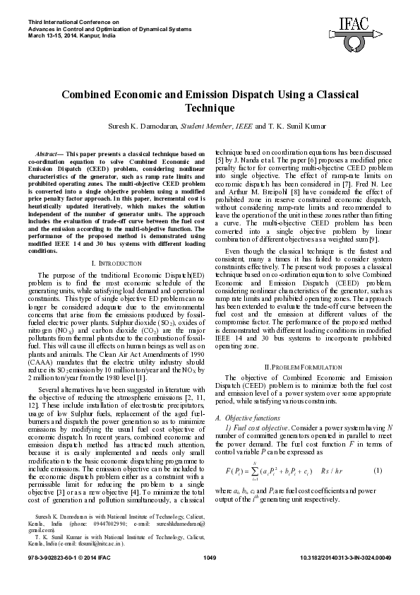 (PDF) Combined Economic and Emission Dispatch Using Improved Backpropagation Neural Network