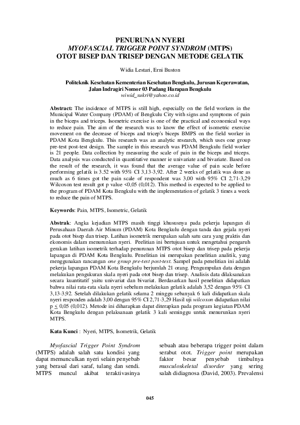 (PDF) Penurunan Nyeri Myofascial Trigger Point Syndrom (MTPS) Otot ...