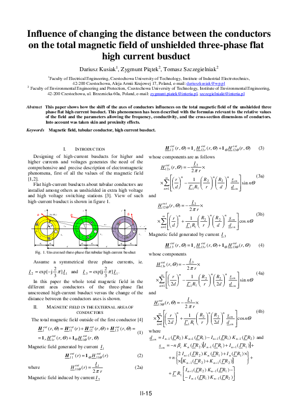 (PDF) Influence of changing the distance between the conductors on the ...