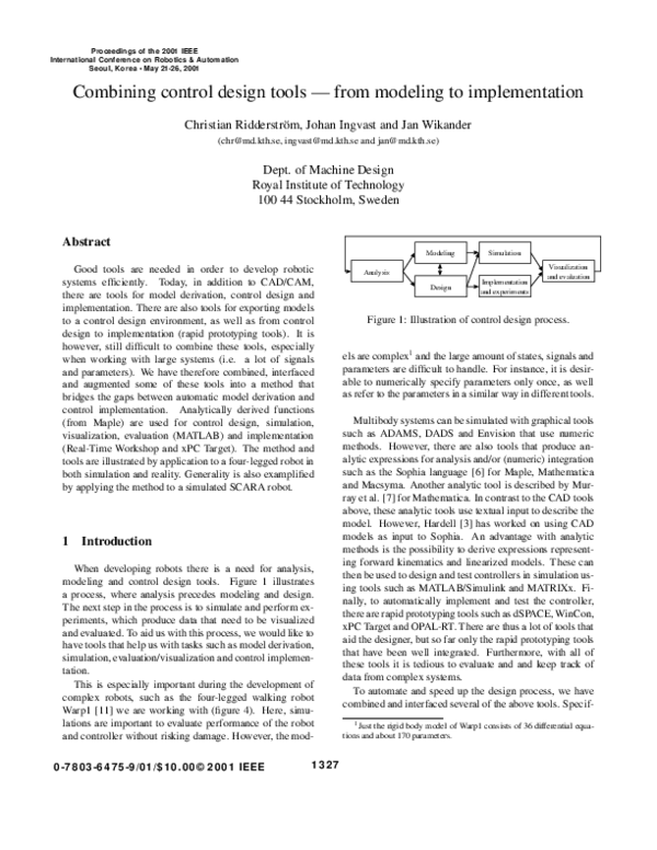 (PDF) Combining control design tools - from modeling to implementation