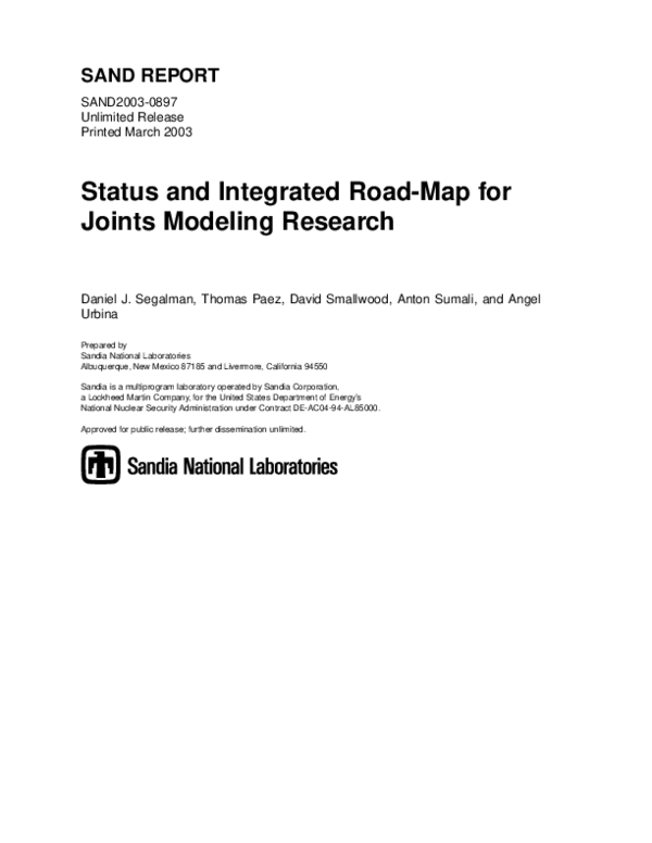 (PDF) Status and Integrated Road-Map for Joints Modeling Research | Angel Saldivar Urbina ...