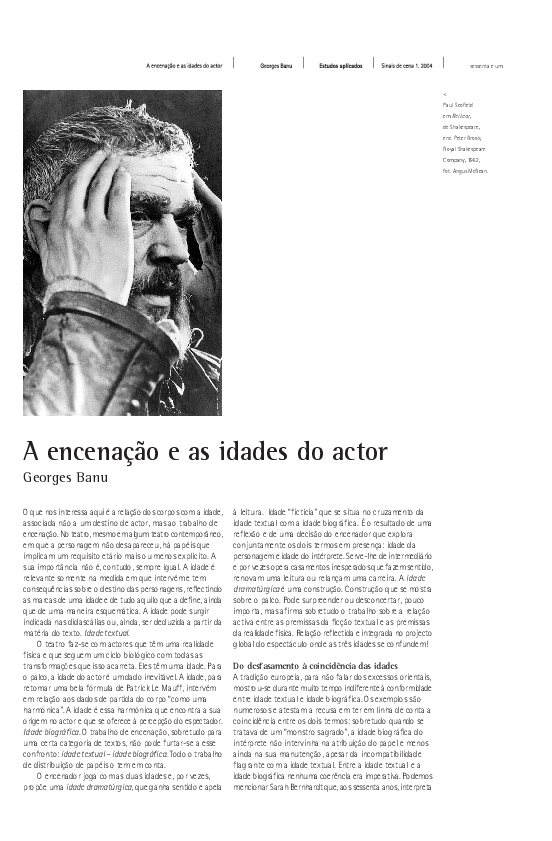 Pdf A Encenação E As Idades Do Actor