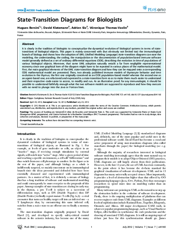 (PDF) State-Transition Diagrams for Biologists
