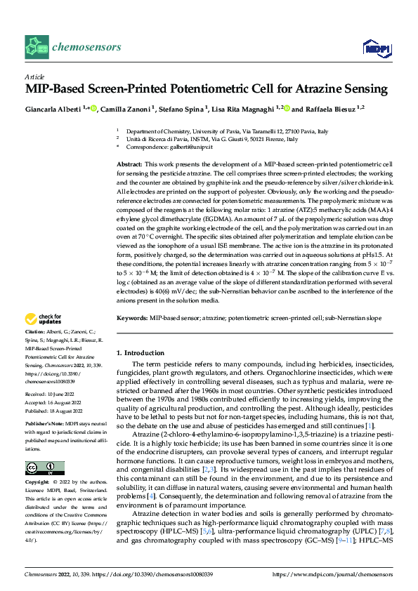 (PDF) MIP-Based Screen-Printed Potentiometric Cell for Atrazine Sensing