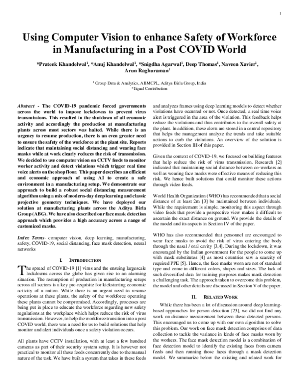 (PDF) Using Computer Vision to enhance Safety of Workforce in ...