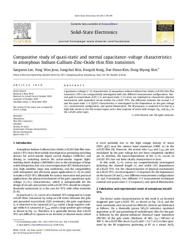 (PDF) Comparative study of quasi-static and normal capacitance–voltage characteristics in ...