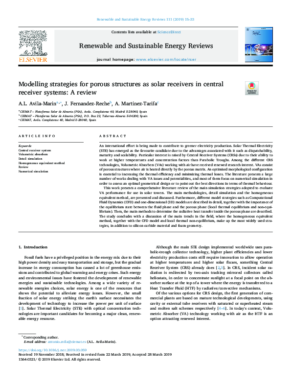 (PDF) Modelling strategies for porous structures as solar receivers in ...