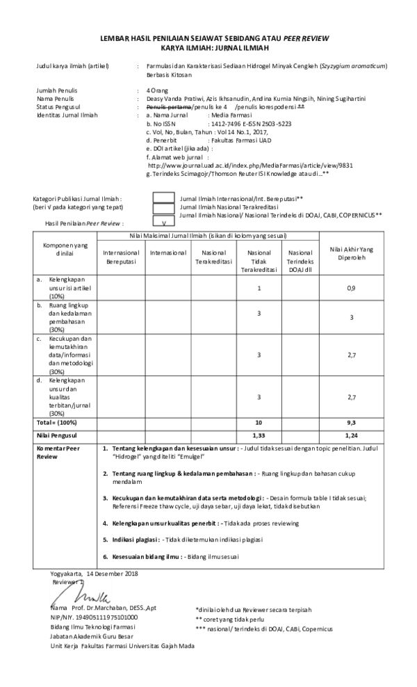 (PDF) Hasil Review Artikel Formulasi dak Karakterisasi Sediaan Hidrogel ...