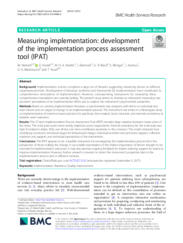 (PDF) Measuring implementation: development of the implementation ...