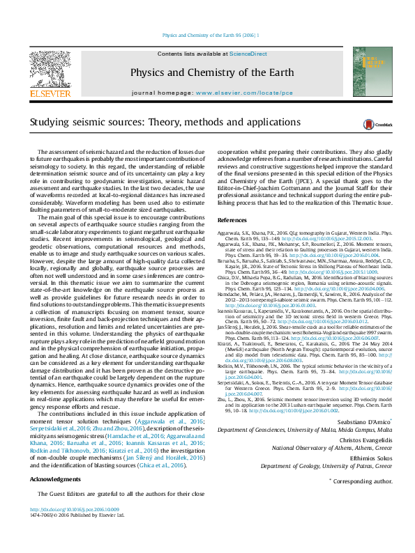 (PDF) Studying seismic sources: Theory, methods and applications