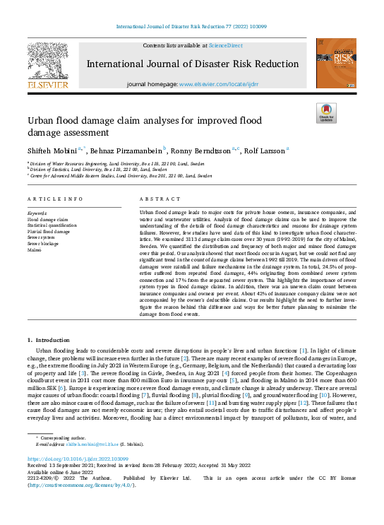 (PDF) Urban flood damage claim analyses for improved flood damage ...