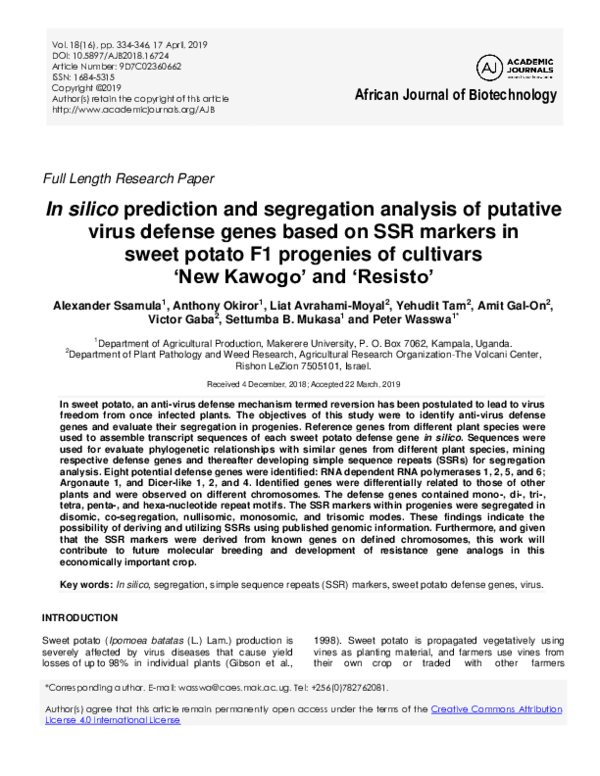 (PDF) In silico prediction and segregation analysis of putative virus ...