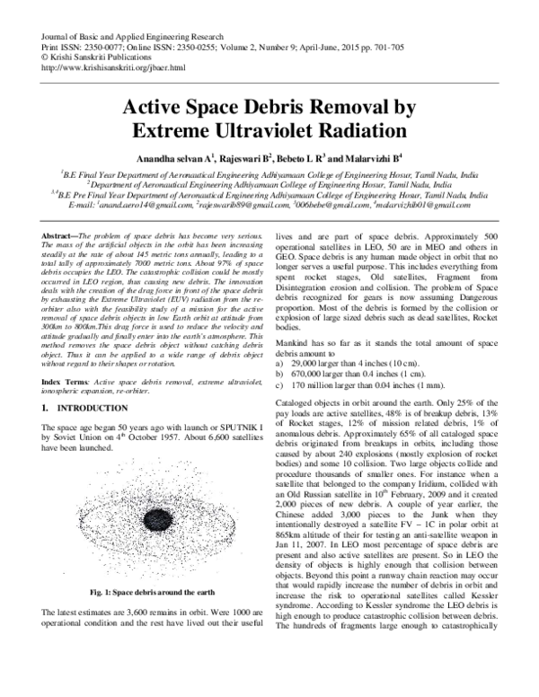 (PDF) Active Space Debris Removal by Extreme Ultraviolet Radiation