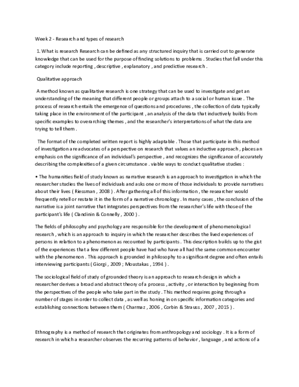 (DOC) Week 2 -Research and types of research