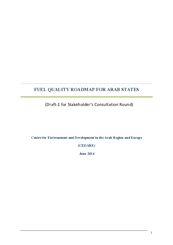 (PDF) FUEL QUALITY ROADMAP FOR ARAB STATES (Draft-‐1 for Stakeholder’s ...