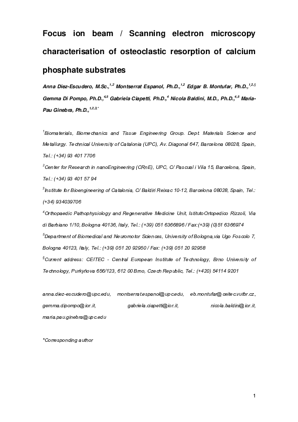 (PDF) Focus Ion Beam/Scanning Electron Microscopy Characterization of Osteoclastic Resorption of ...