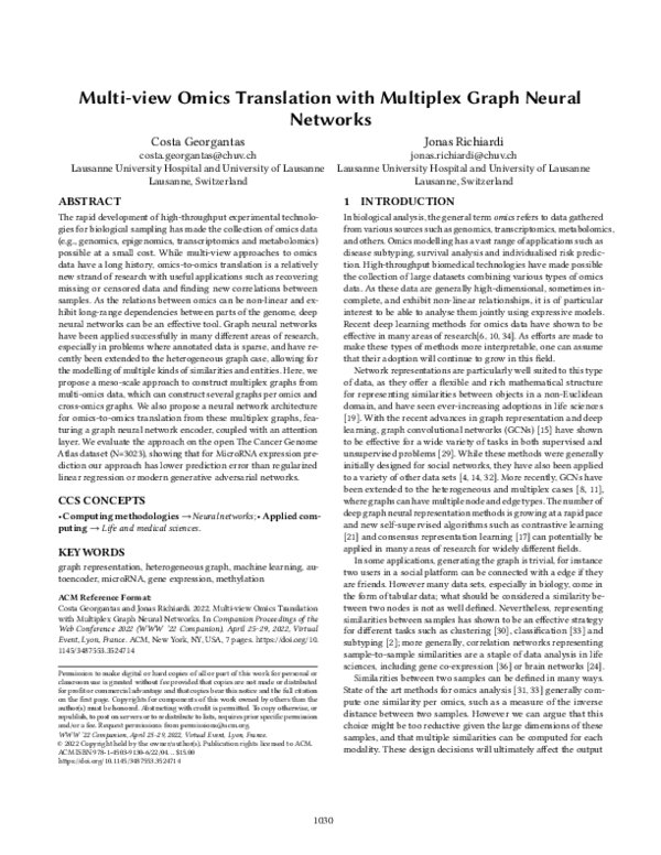 (PDF) Multiplex Graph NNs for Omics Translation (PDF) Multiplex Graph NNs for Omics Translation