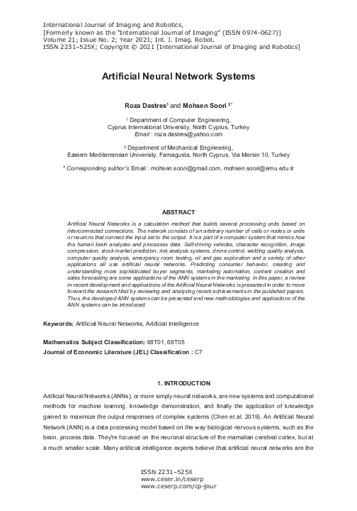 (PDF) Artificial Neural Network Systems